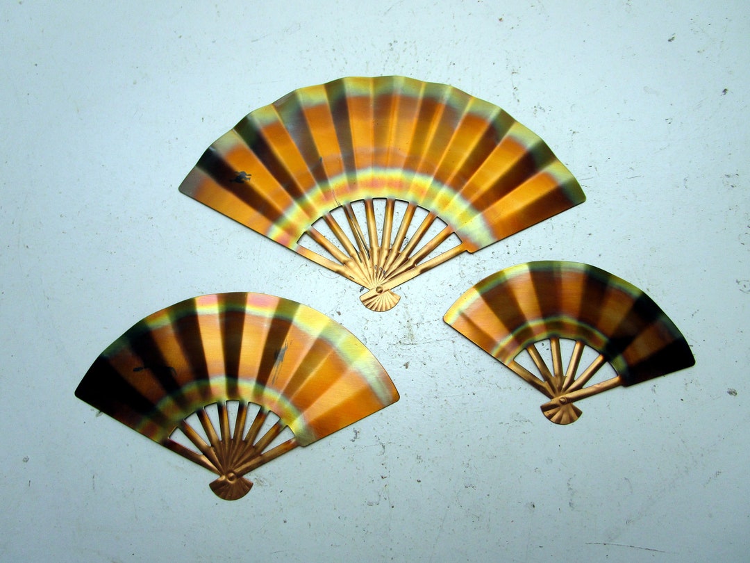 Vintage Solid Copper 3 Ming Fans HOMCO by Lasting Products With ...