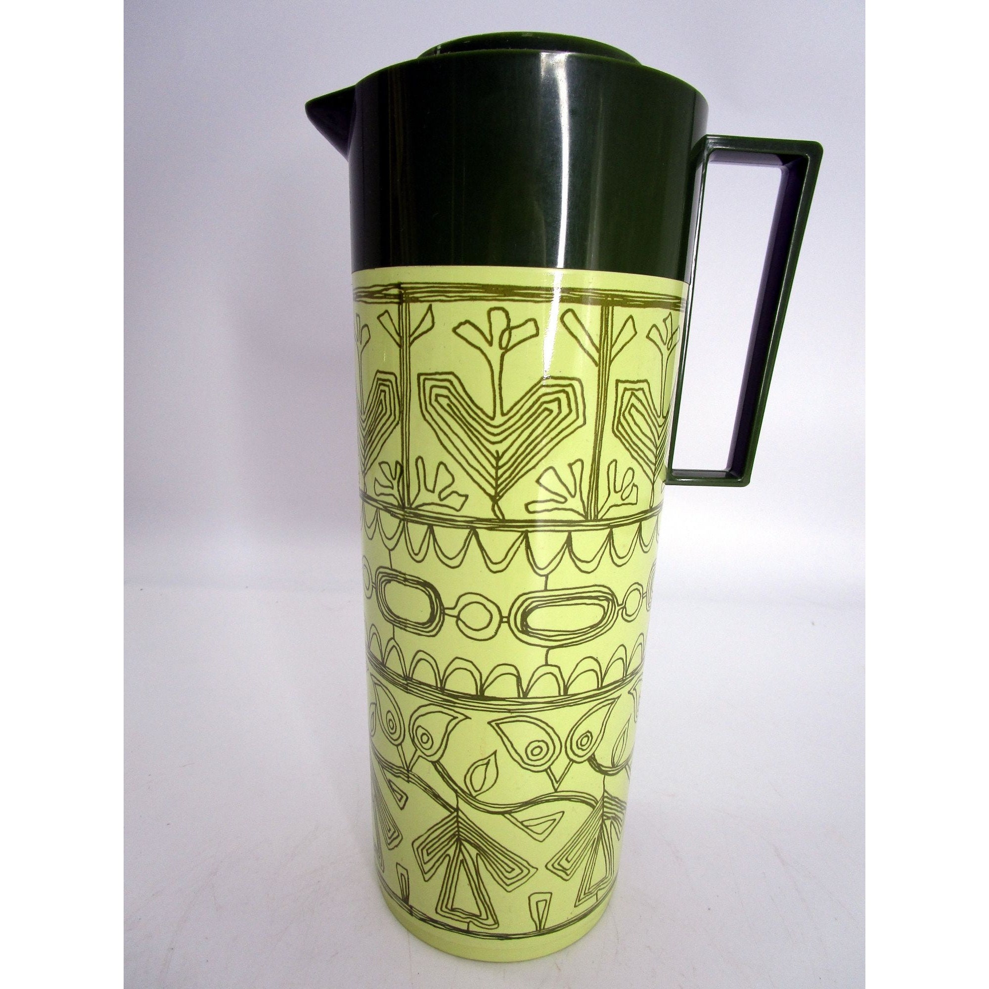 Vintage Green Flora Theme Aladdin Beverage Butler 4460 Carafe 1970s USA ...