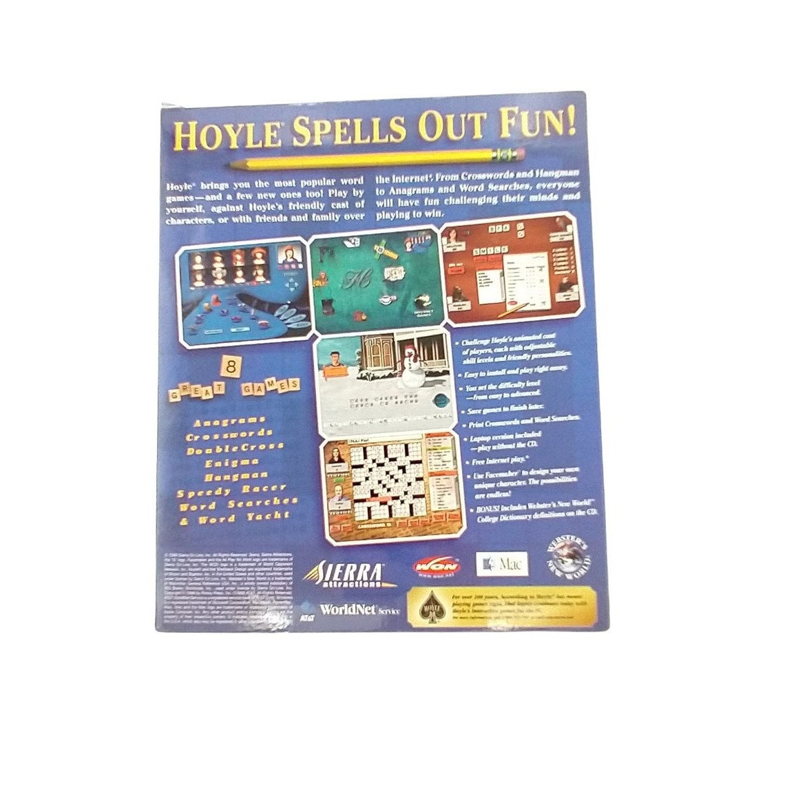 Vintage Hoyle Word Games Sierra Puzzle Game 9 Computer Big Box New ...