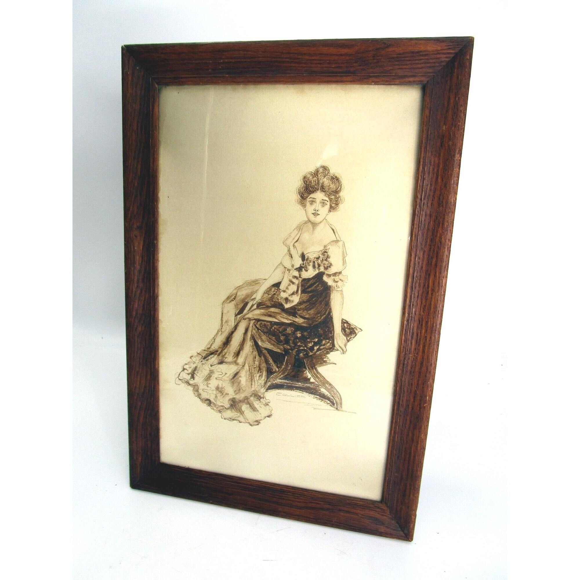 Intense Vintage Ink Illustration Victorian Woman Lady Framed Wall Art ...