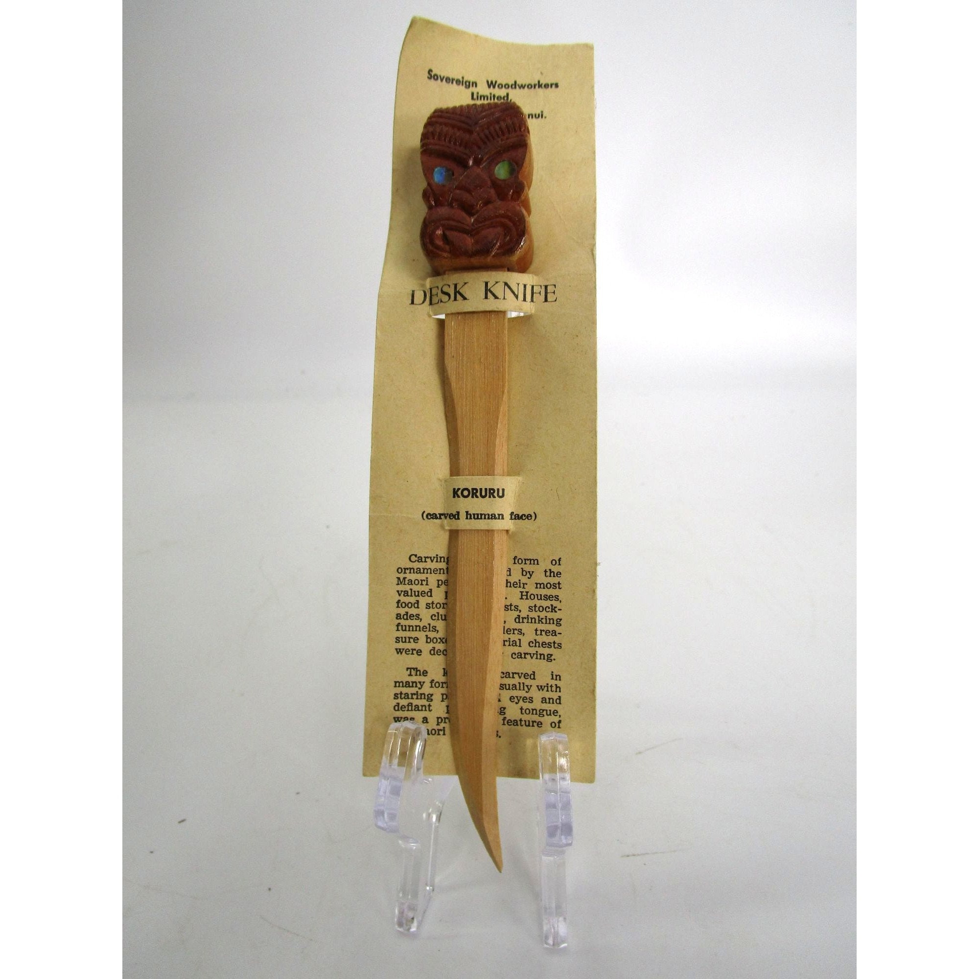 Sovereign Woodworkers Maori Koruru Wood Desk Knife Hand Carved 1960s ...