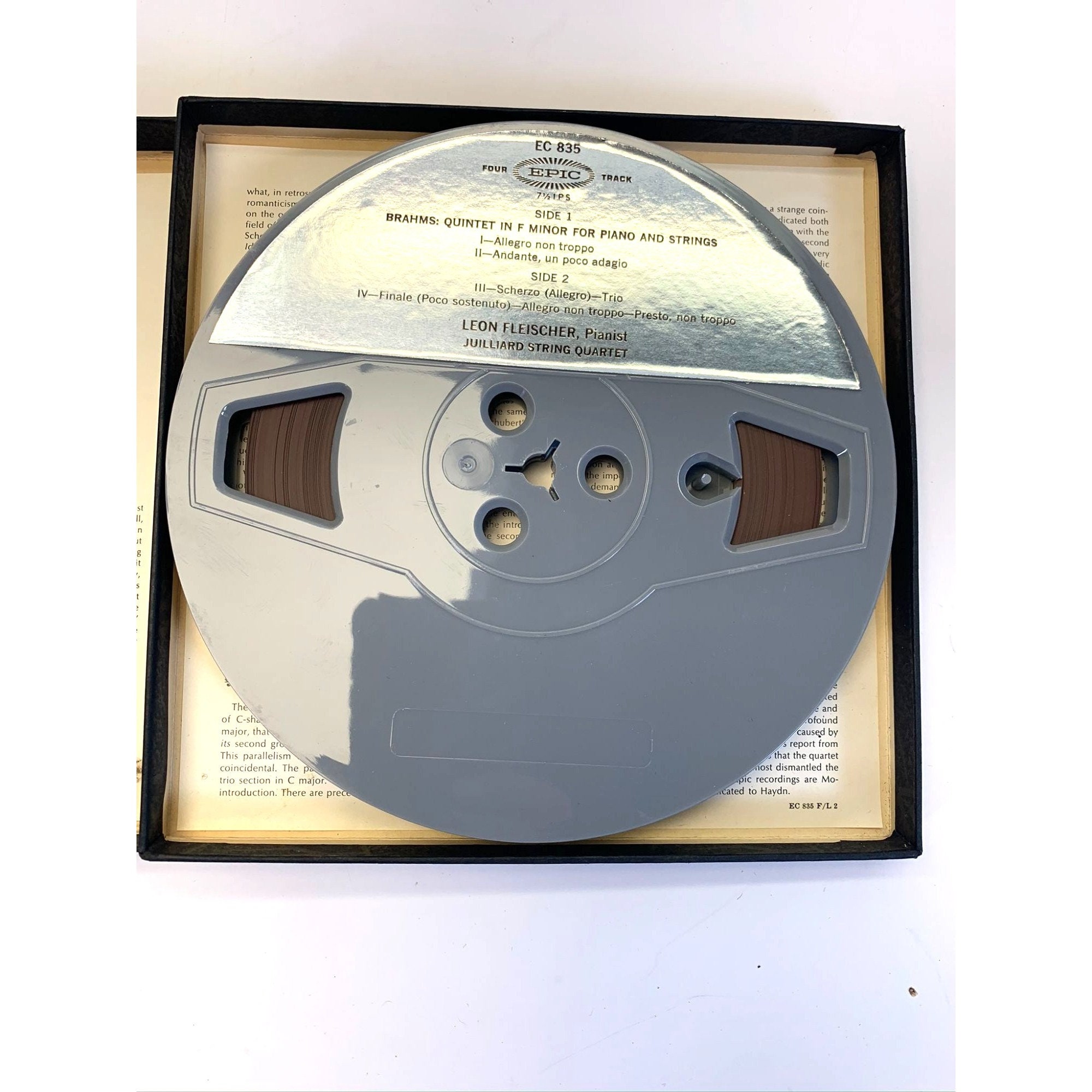 Vintage Reel to Reel Tape Fleisher Juilliard String Quartet Brahms Piano Quintet F Minor Op 34 ...
