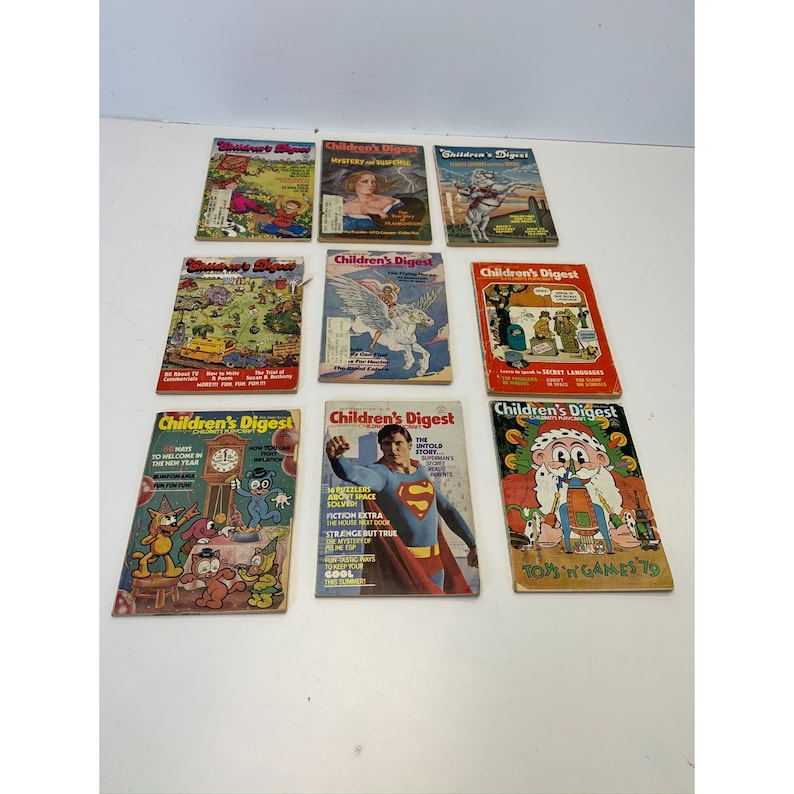 Vintage Lot of 9 Childrens Digest Craft and Story Magazine Superman ...