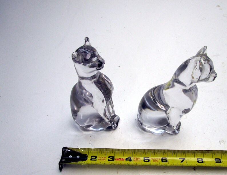 Hand Made Pair of Clear Crystal Cat Figurines Made in Taiwan - Etsy