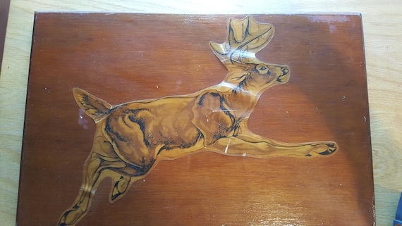 Vintage Leaping Dear Mounted on Varnished Plank | Etsy