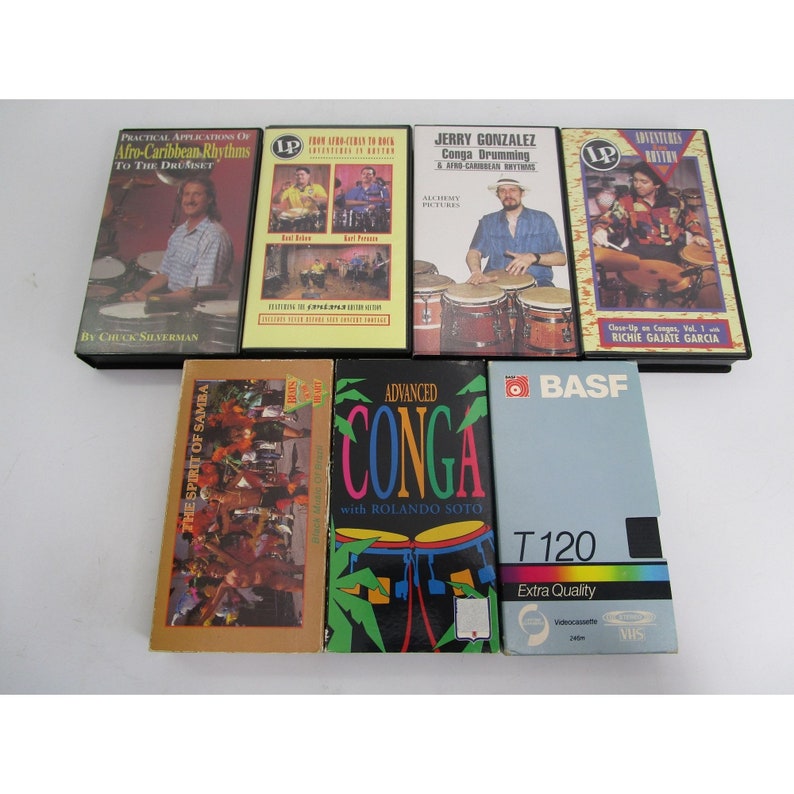 7 Vintage VHS Drum Instructional Videos Afro Cuban Conga Bongo Samba ...