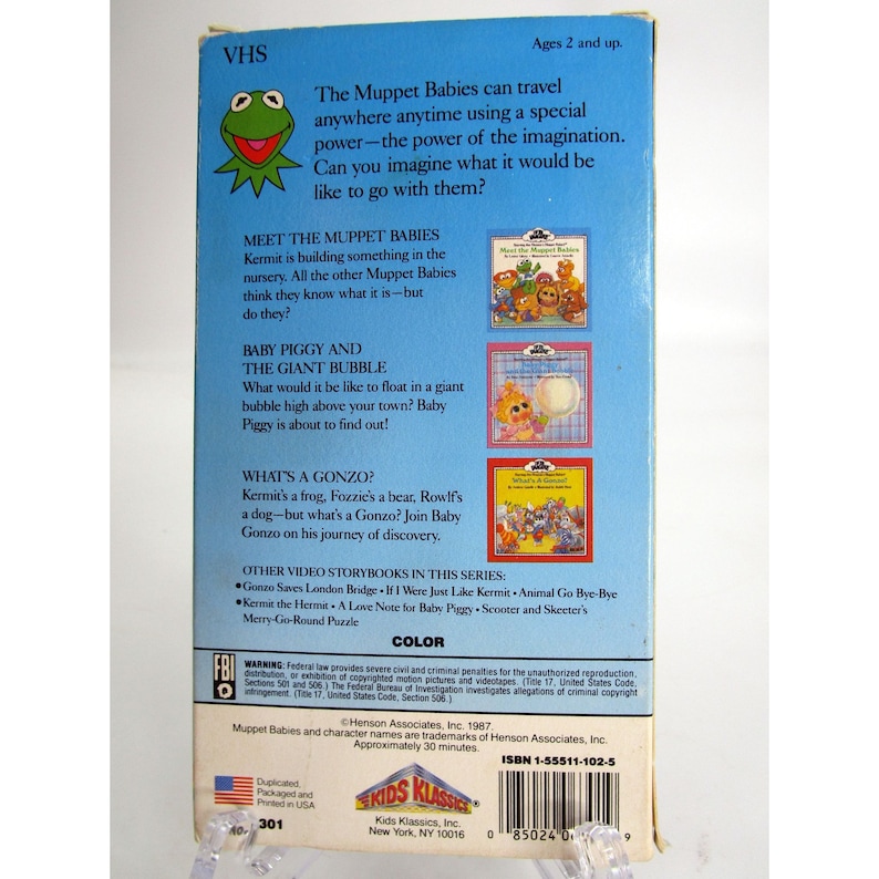 Vintage VHS Muppet Babies Video Storybook Volume 1 Narrated Kermit the ...