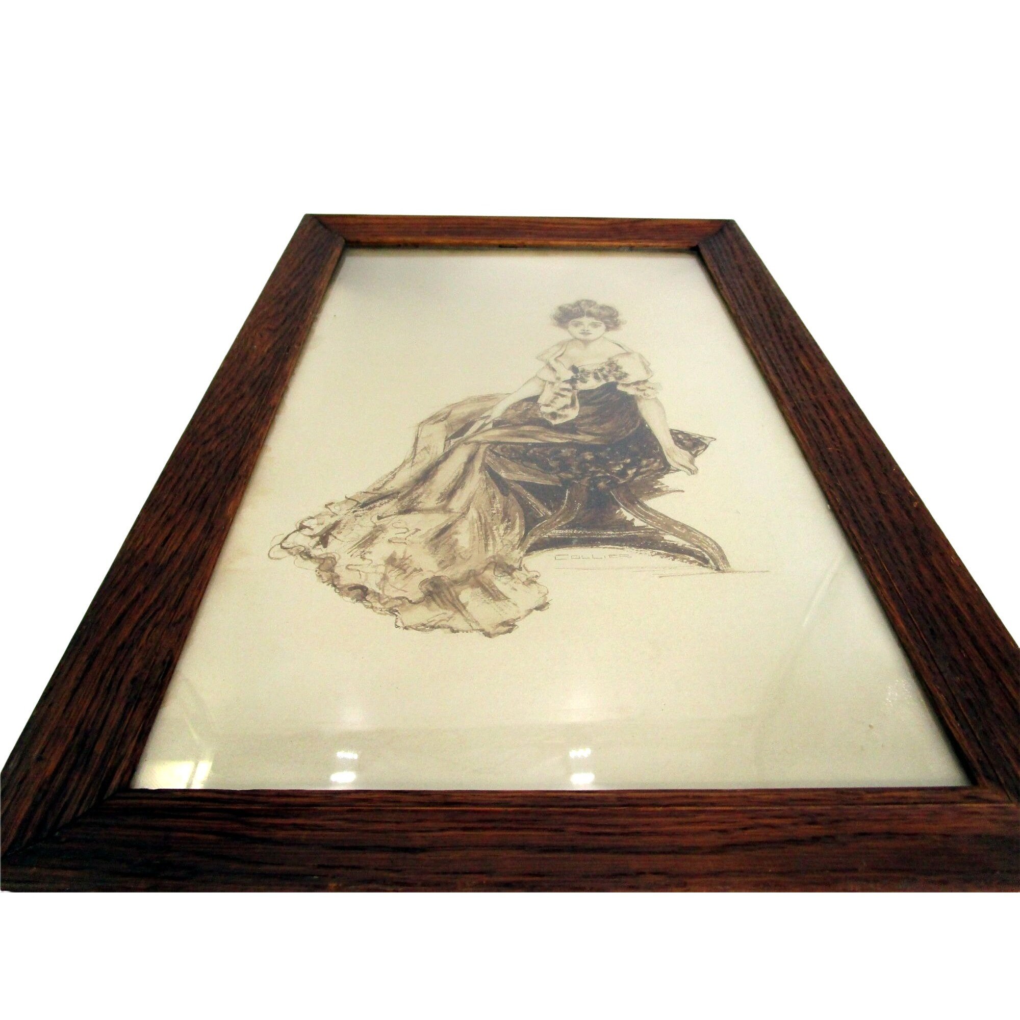 Intense Vintage Ink Illustration Victorian Woman Lady Framed Wall Art ...