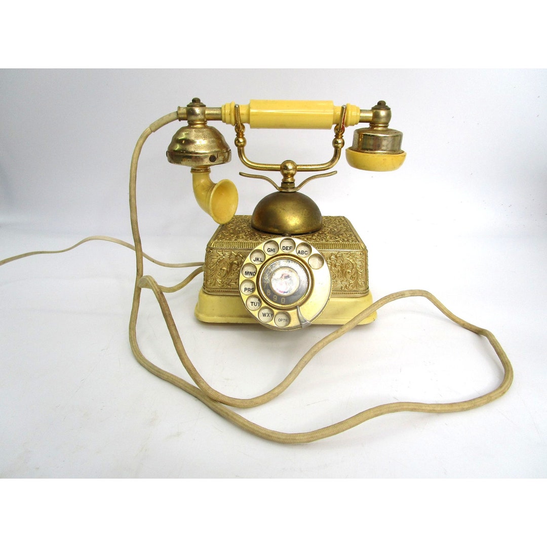 Vintage French Art Deco Brass Antique Style Telephone Tested Works ...