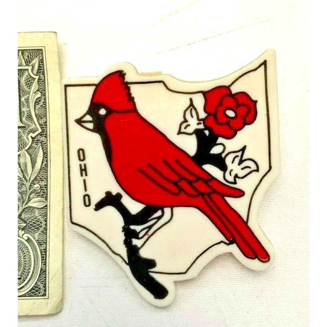 Vintage Ohio State Bird Cardinal Map of Ohio Pin Pinback Swag - Etsy