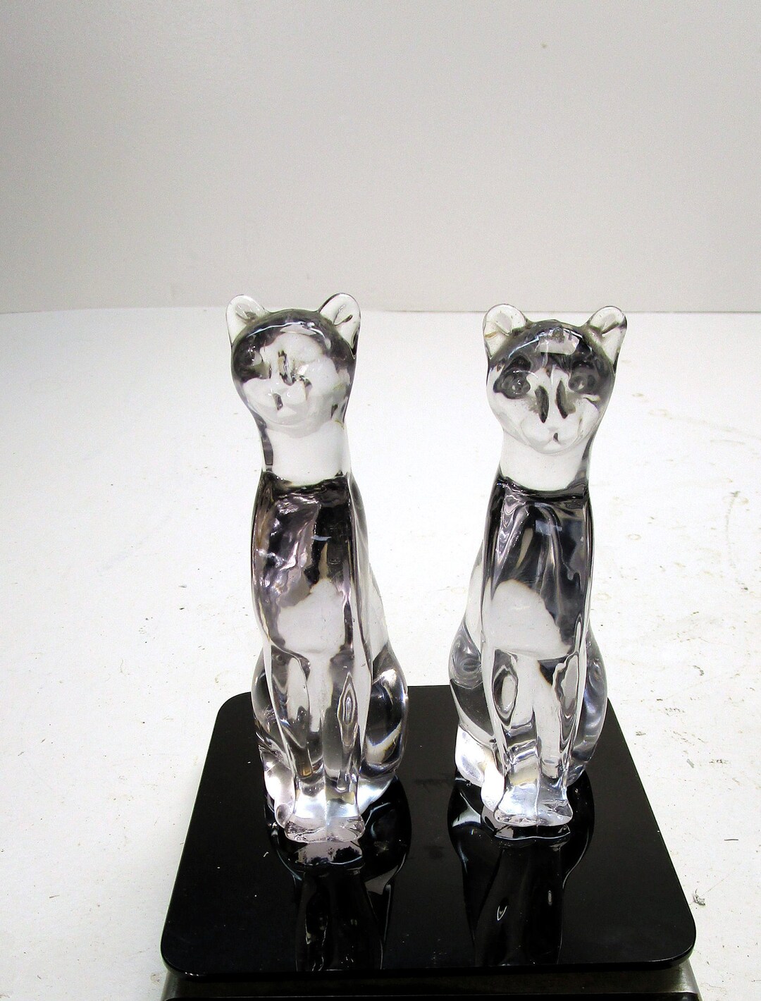 Hand Made Pair of Clear Crystal Cat Figurines Made in Taiwan - Etsy