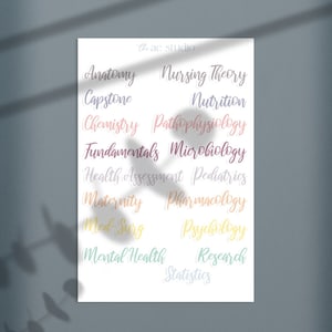 Nursing School Class Binder Labels Stickers, Nursing Student Stickers ...