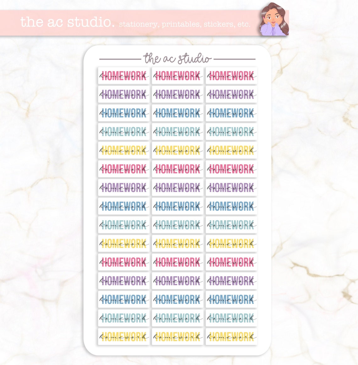 HOMEWORK SCRIPT School Planner Stickers Student Planner | Etsy