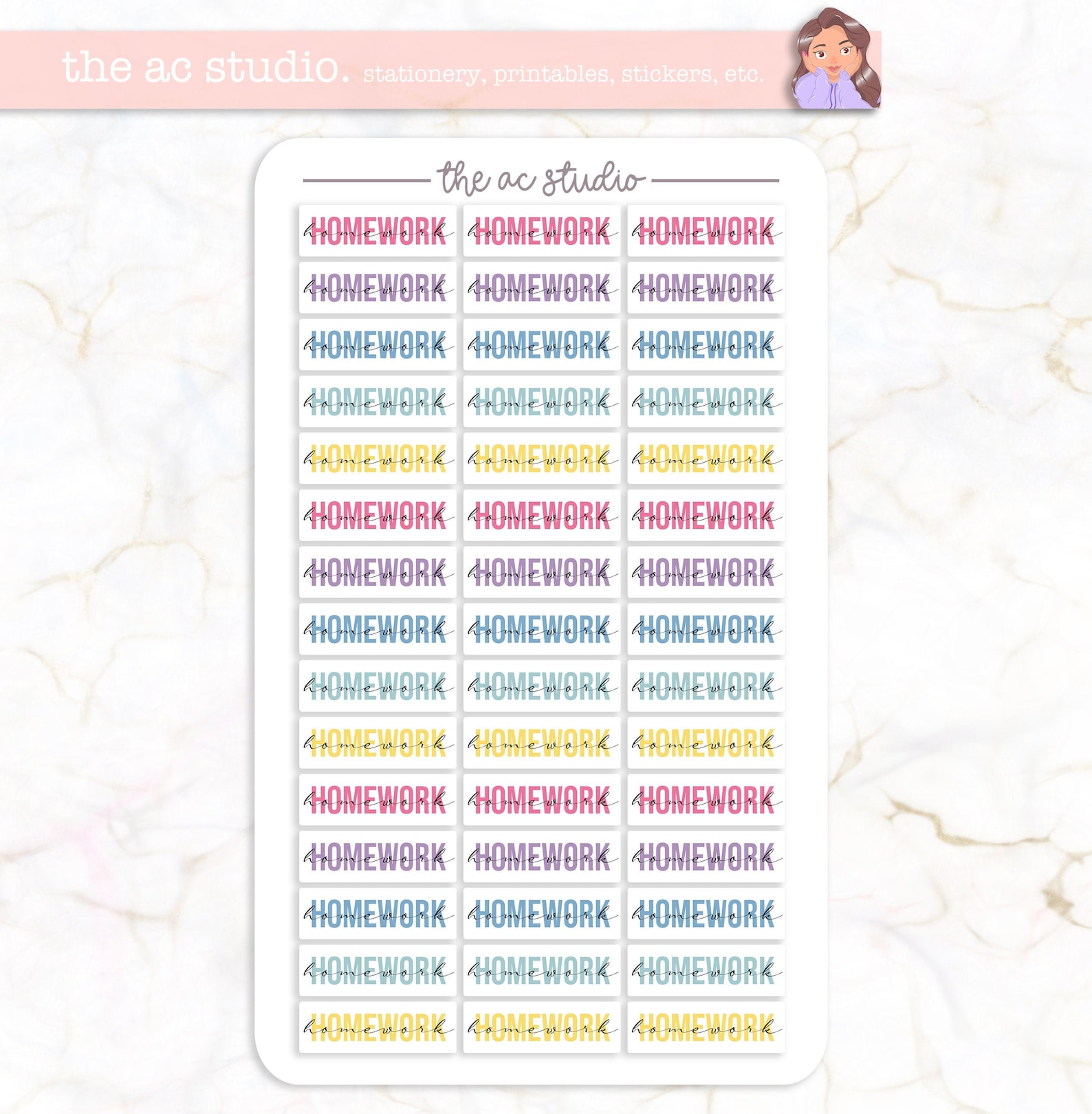 HOMEWORK SCRIPT School Planner Stickers Student Planner | Etsy