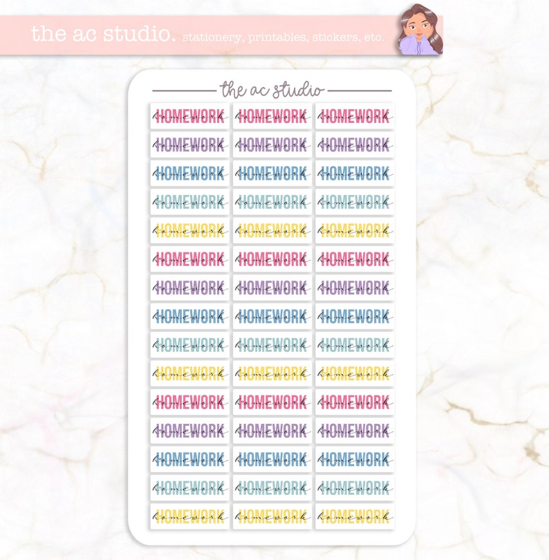 HOMEWORK SCRIPT School Planner Stickers Student Planner - Etsy