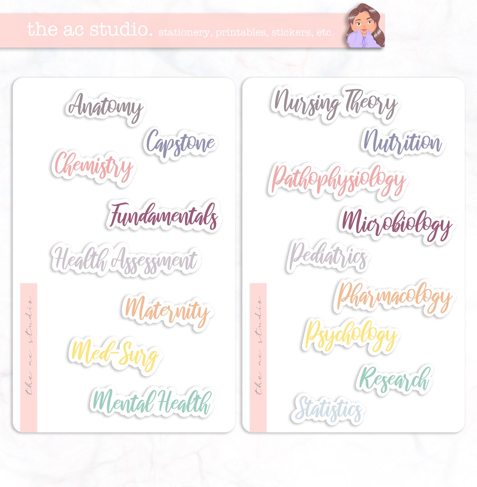 Nursing School Class Binder Labels Stickers Nursing Student - Etsy