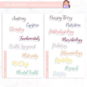 Nursing School Class Binder Labels Stickers Nursing Student - Etsy