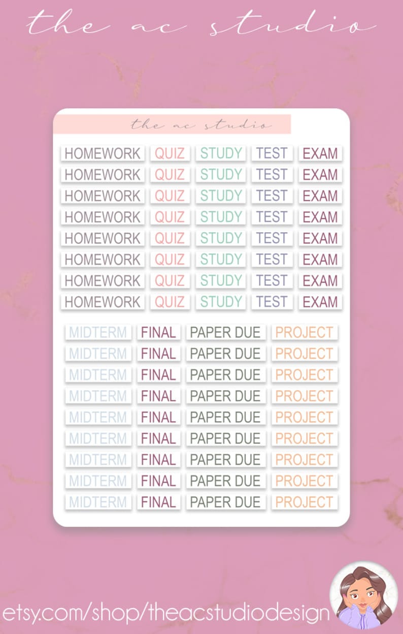 School Planner Stickers, Student Planner Stickers, Academic Planner ...