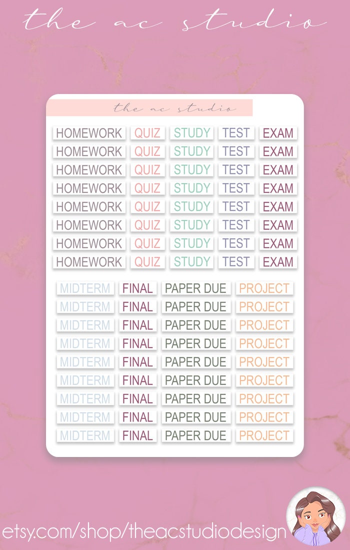 School Planner Stickers Student Planner Stickers Academic - Etsy