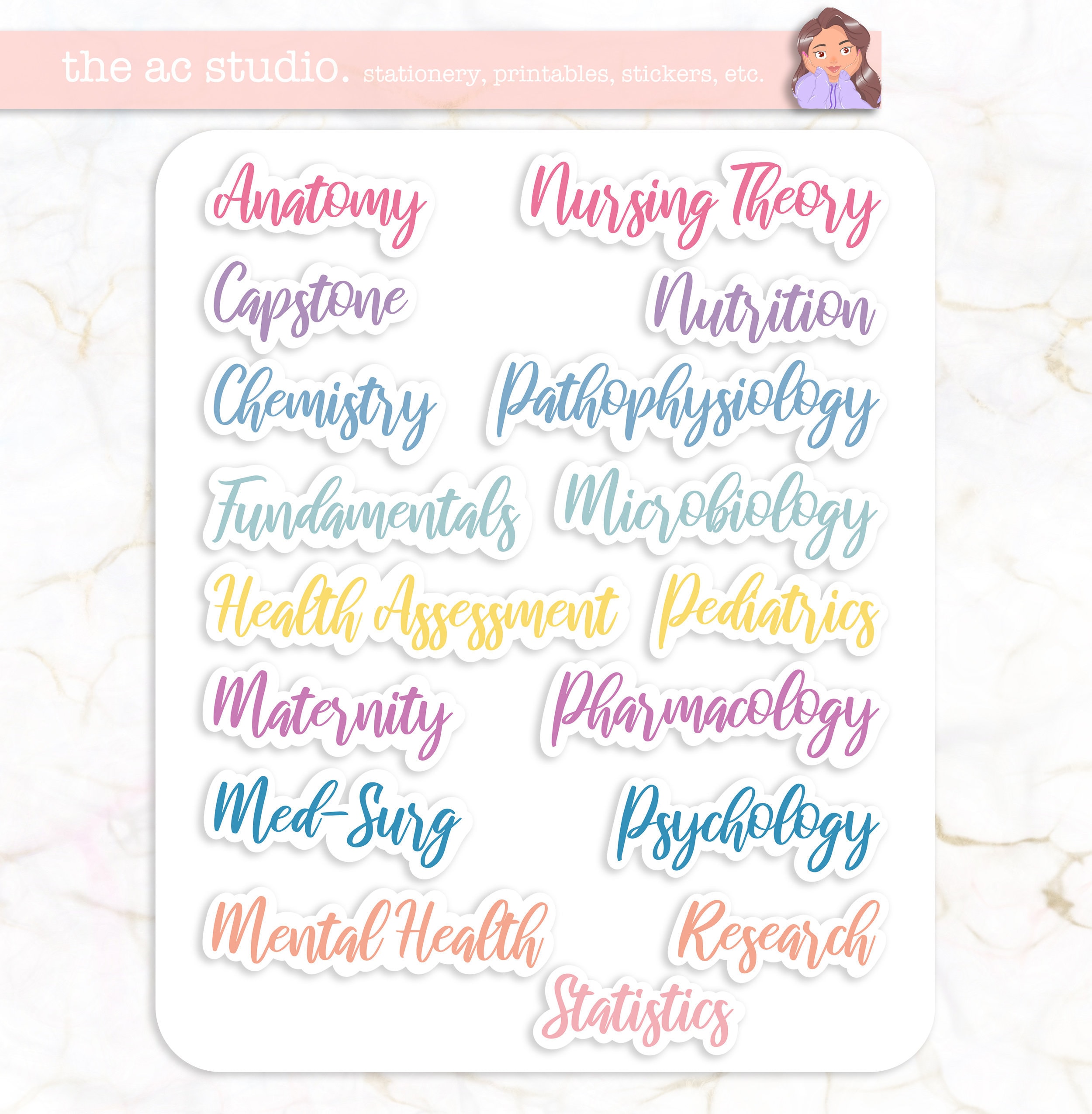 Nursing School Class Binder Labels Stickers Nursing Student - Etsy