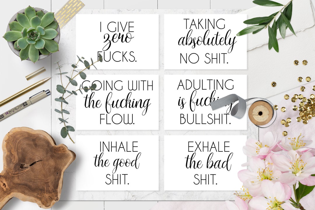 Swearing Quotes Print Set, Motivational Quotes, Inspiration, Set of 6 ...