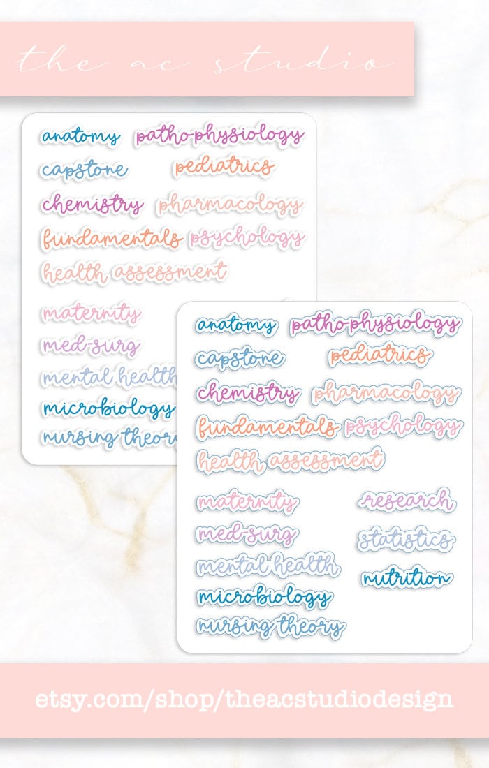 Nursing School Class Binder Labels Stickers Nursing Student | Etsy