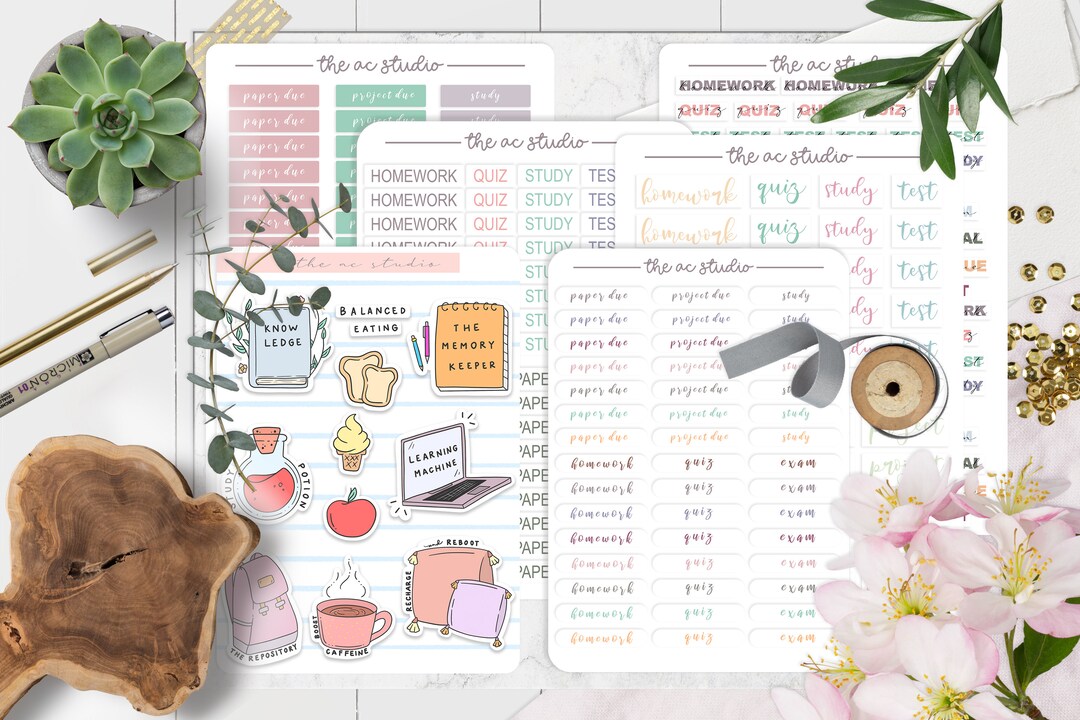 BUNDLE! School Planner Stickers, Student Planner Stickers, Academic ...