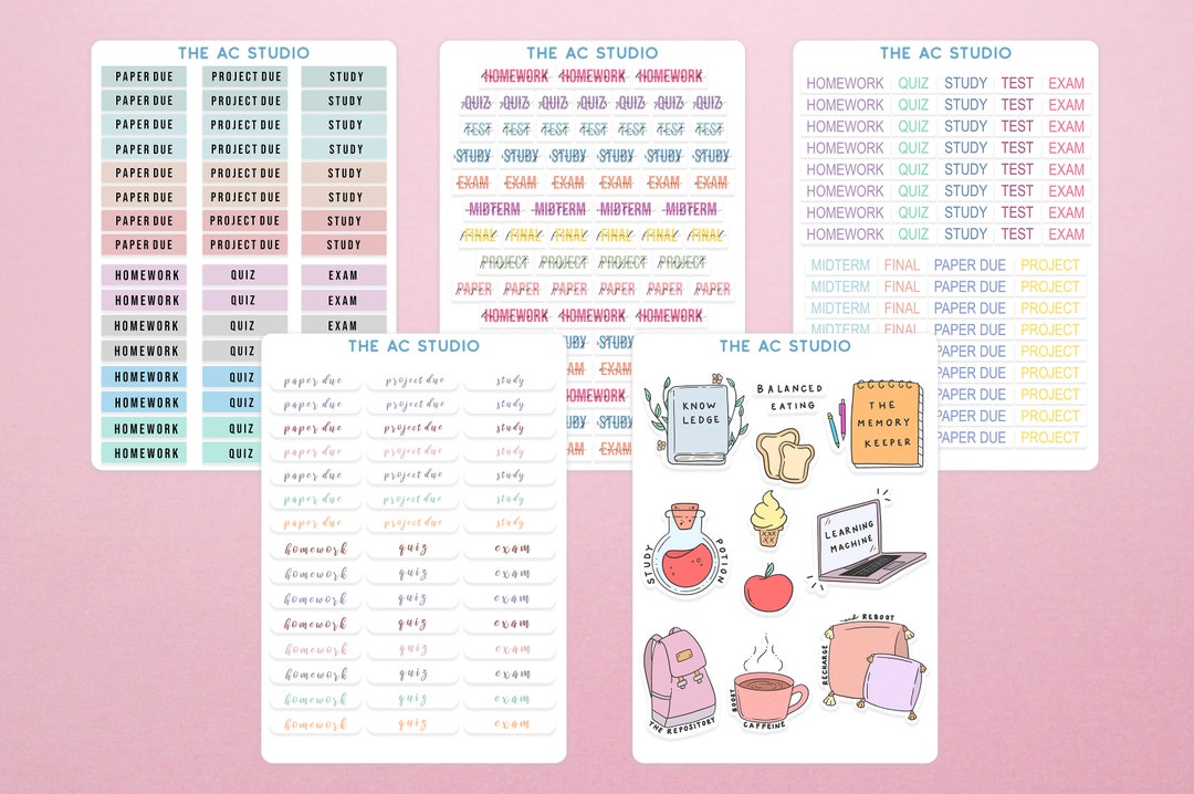 BUNDLE College Planner Stickers, Student Planner Stickers, School ...