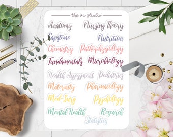 Nursing School Class Binder Labels Stickers Nursing Student | Etsy