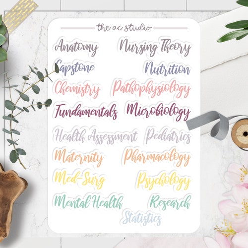Nursing School Class Binder Labels Stickers Nursing Student - Etsy
