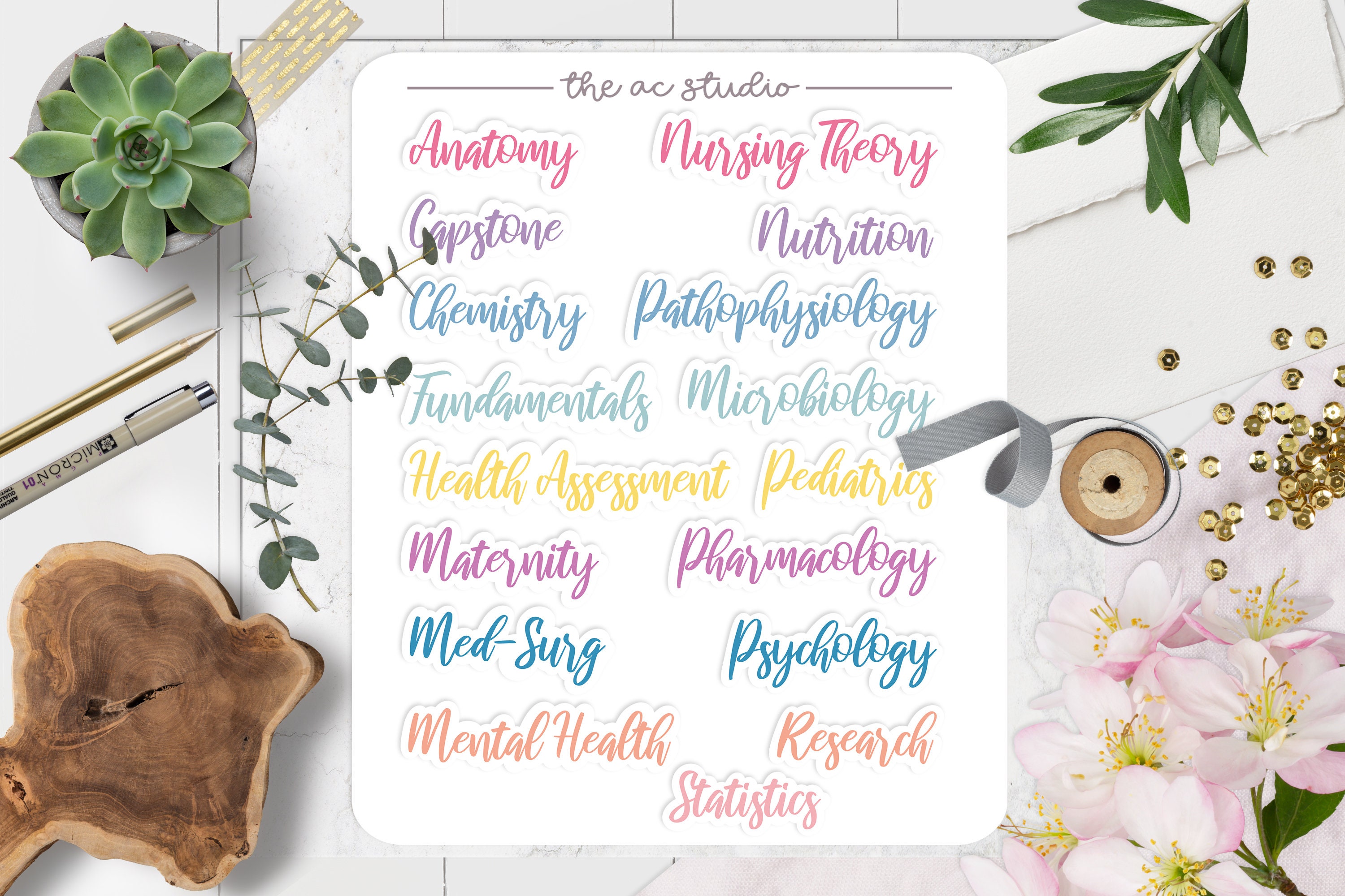 Nursing School Class Binder Labels Stickers Nursing Student - Etsy