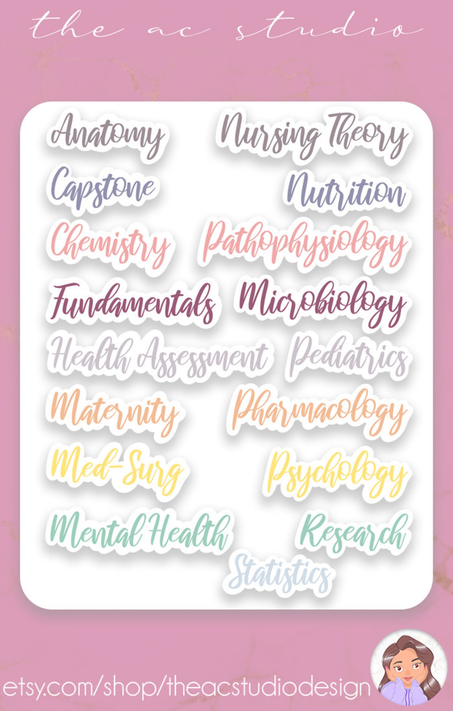 Nursing School Class Binder Labels Stickers Nursing Student - Etsy