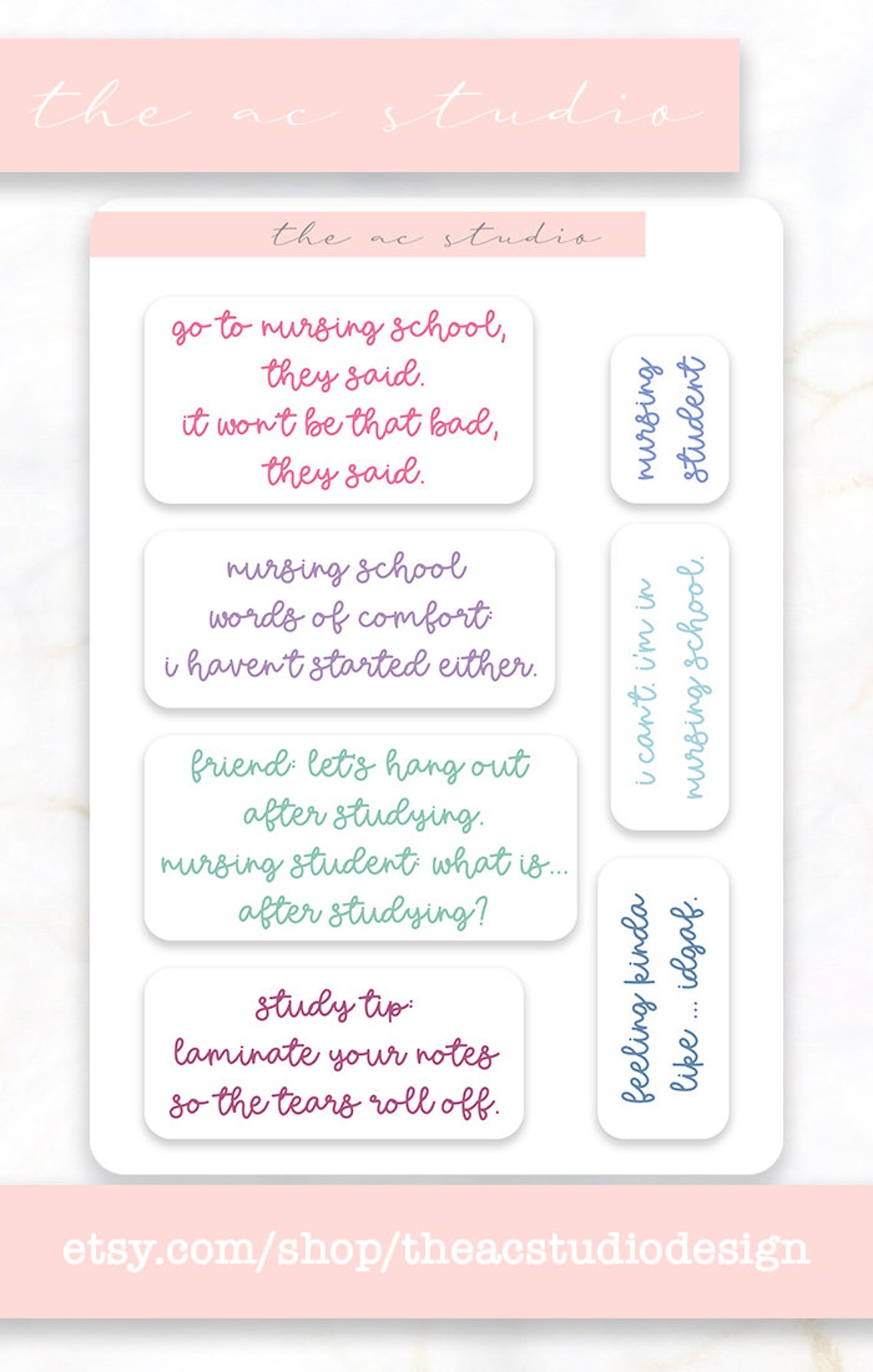 Nursing School Quotes Stickers, Nursing School Planner Stickers, Funny ...