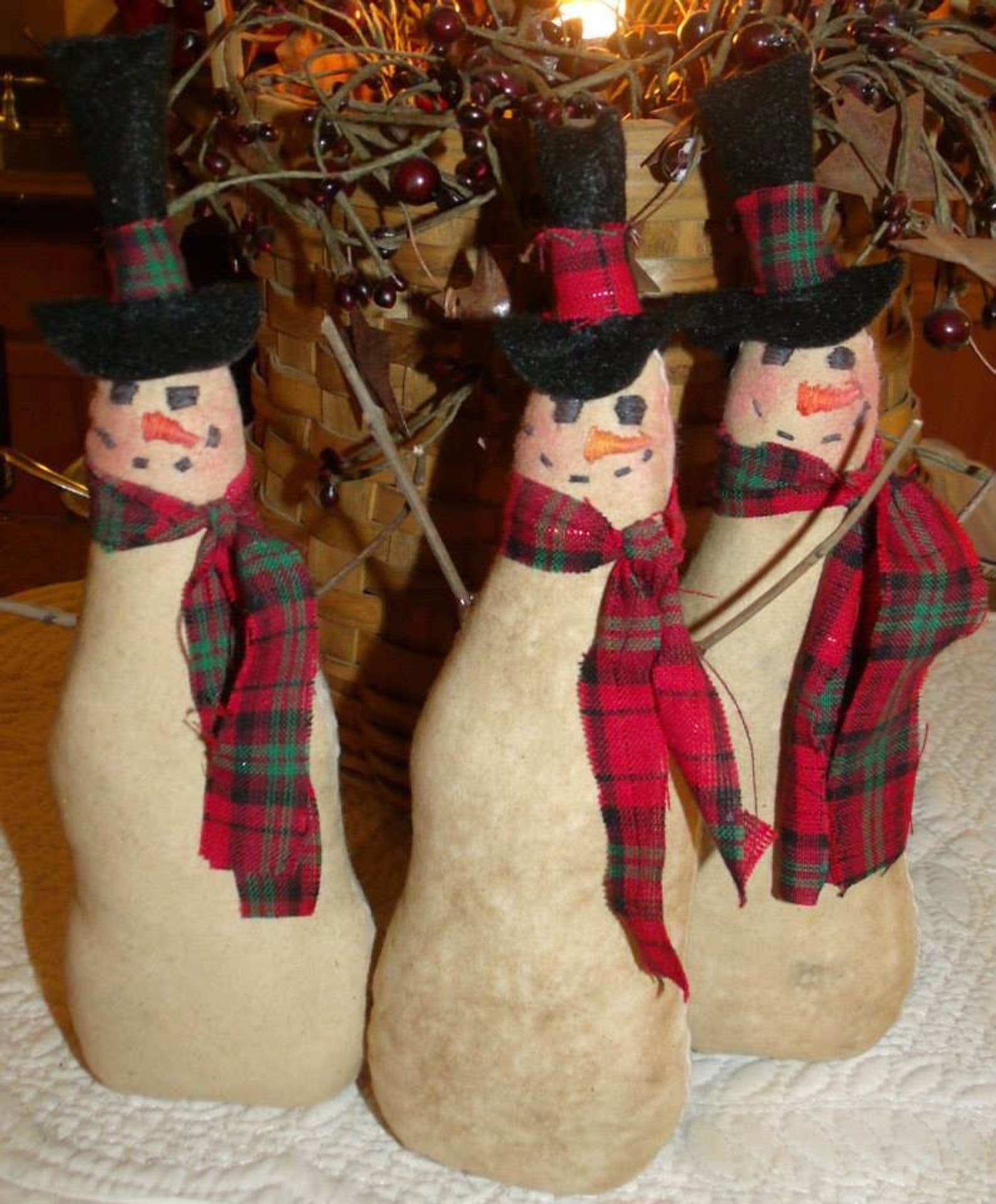 3pc. Primitive Snowmen Bowl Fillers Doll - Etsy