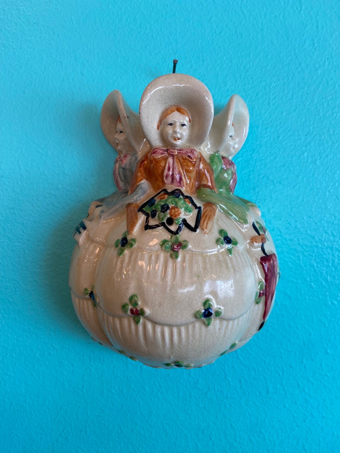 Vintage String Holder Japan Ceramic Southern Belle Woman Wall Hanging ...