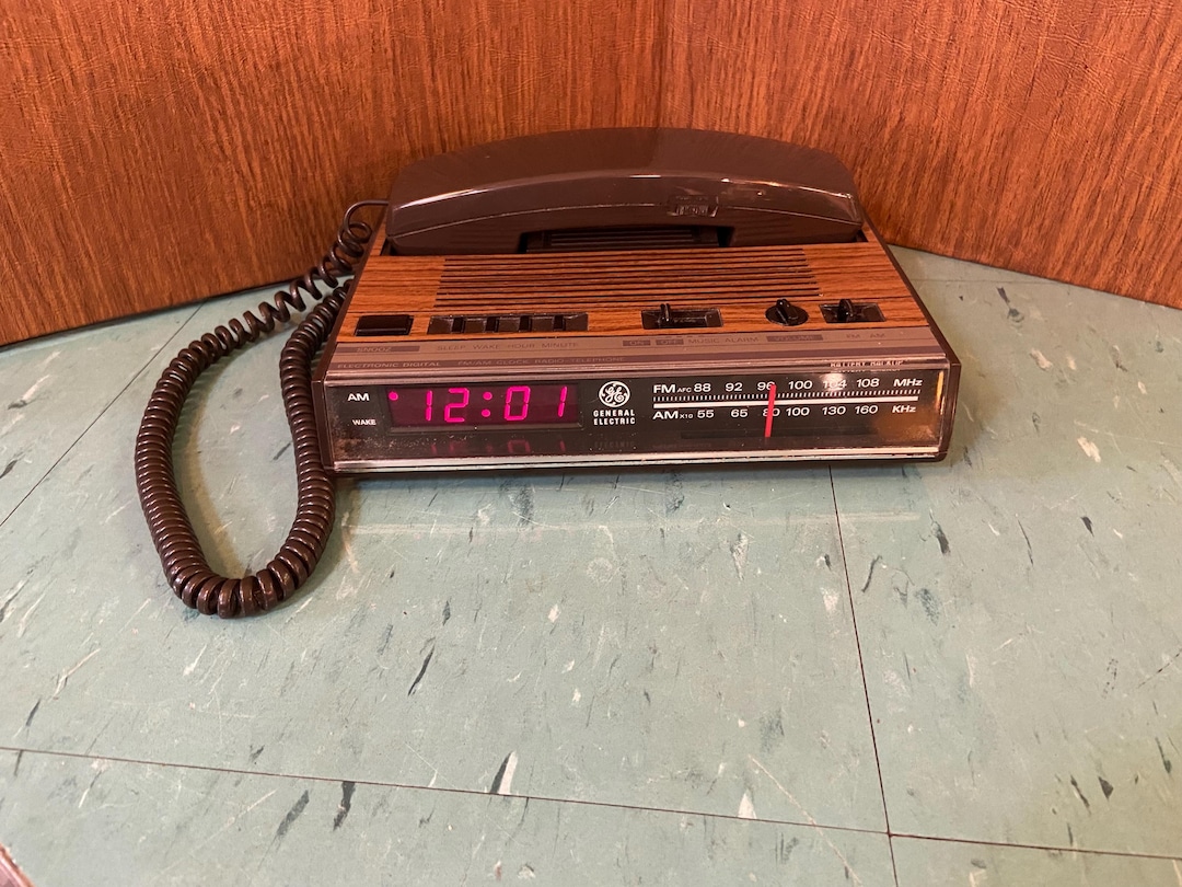 Vintage Phone Clock Radio 1970’s / 80’s Wood Grain Brown GE Digital - Etsy