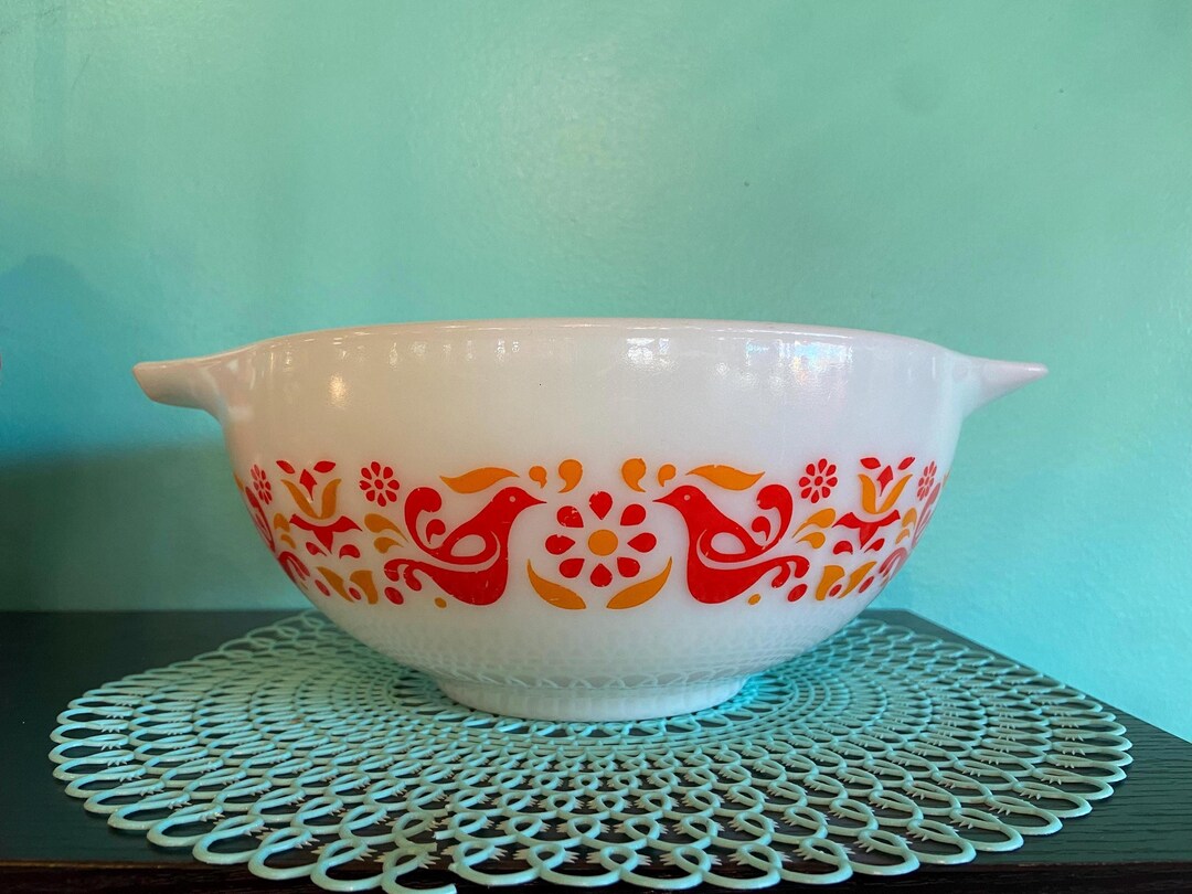 Vintage Pyrex Bowl Friendship Birds 443 Mixing Bowl 2.5 Pint Cinderella ...