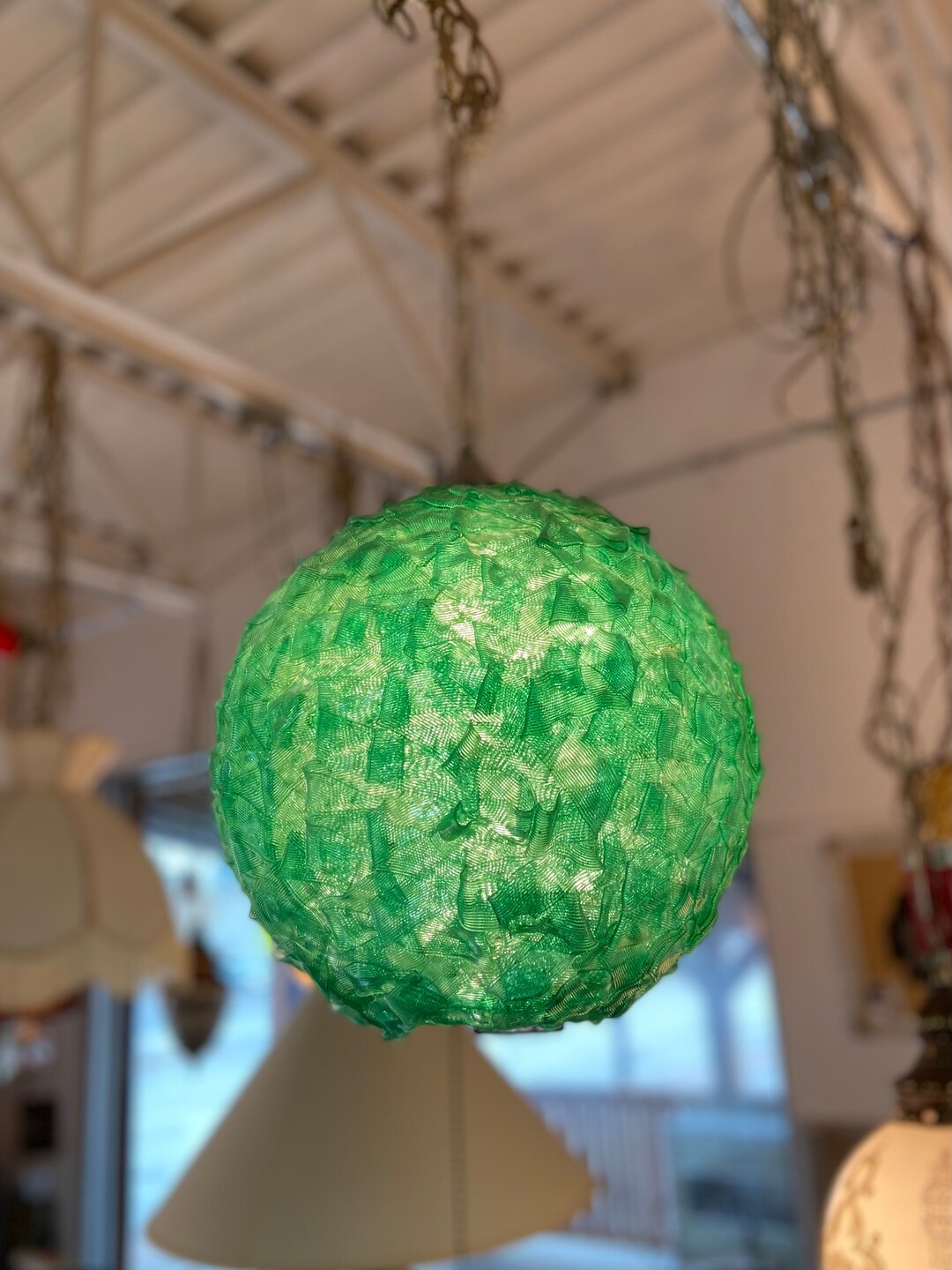 Vintage Swag Lamp Spaghetti Round Ribbon Acrylic Turquoise Green 1960s ...