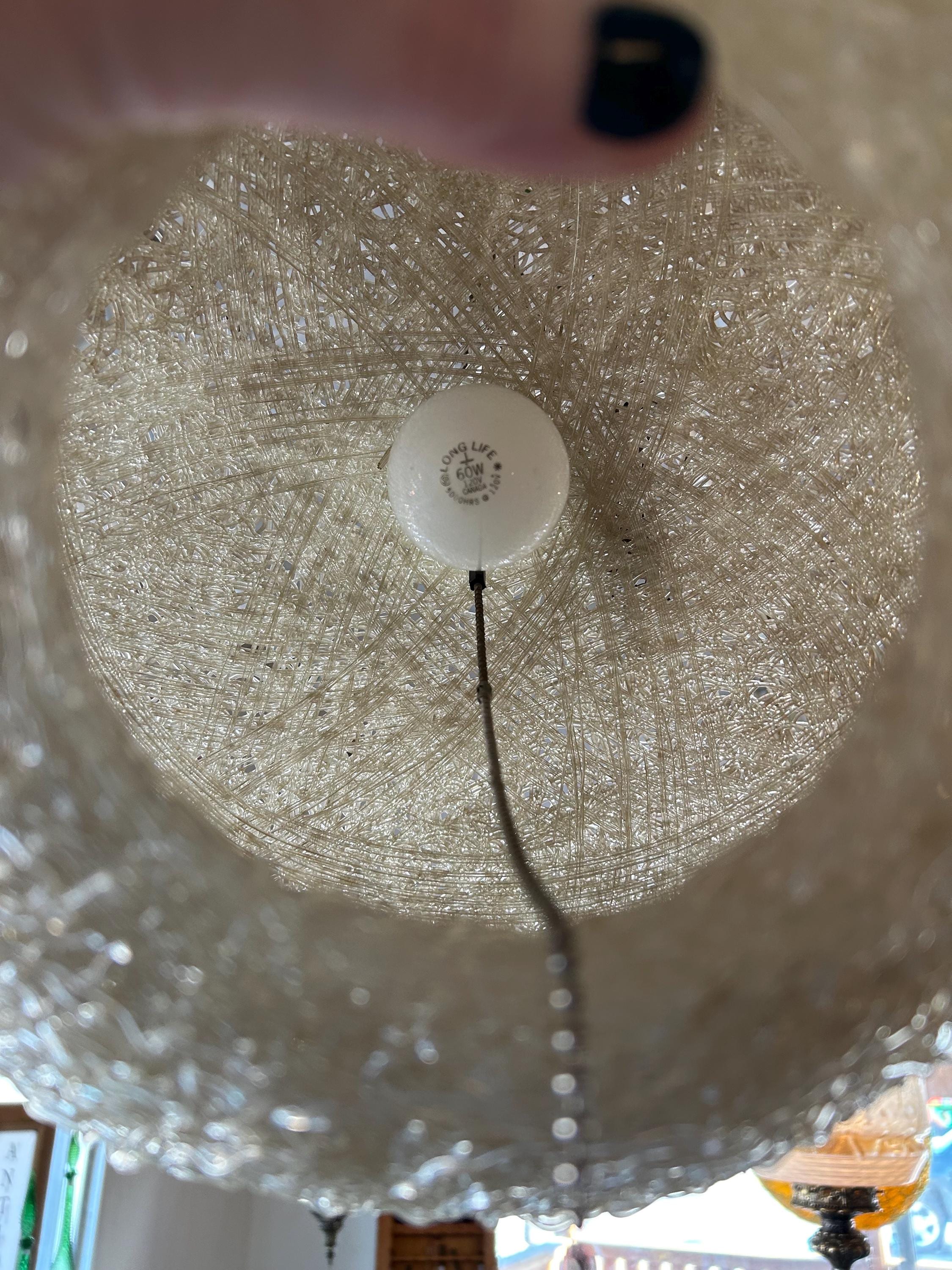 Vintage Swag Lamp Spaghetti Globe Mid Century Lucite Clear White Mcm - Etsy
