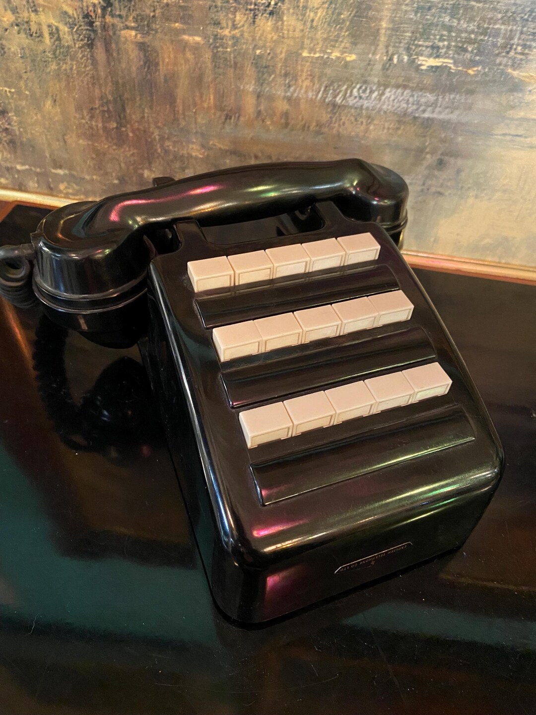 Vintage Phone Bakelite Push Button English Telephone Co Neasden Black ...