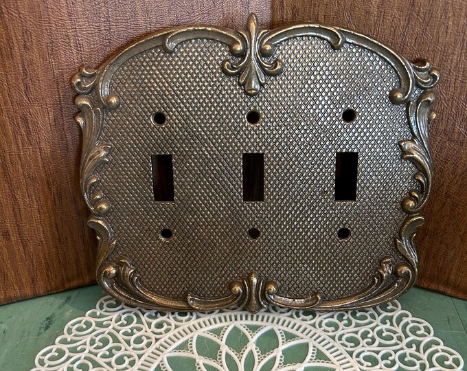 Vintage Light Switch Triple Cover Bronze Hollywood Regency 1pc National ...