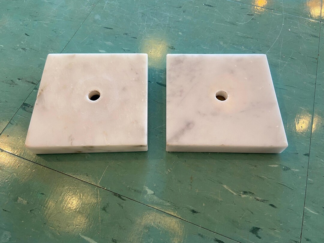 Vintage Table Lamp Base Parts Marble Square Pair Set 2 - Etsy