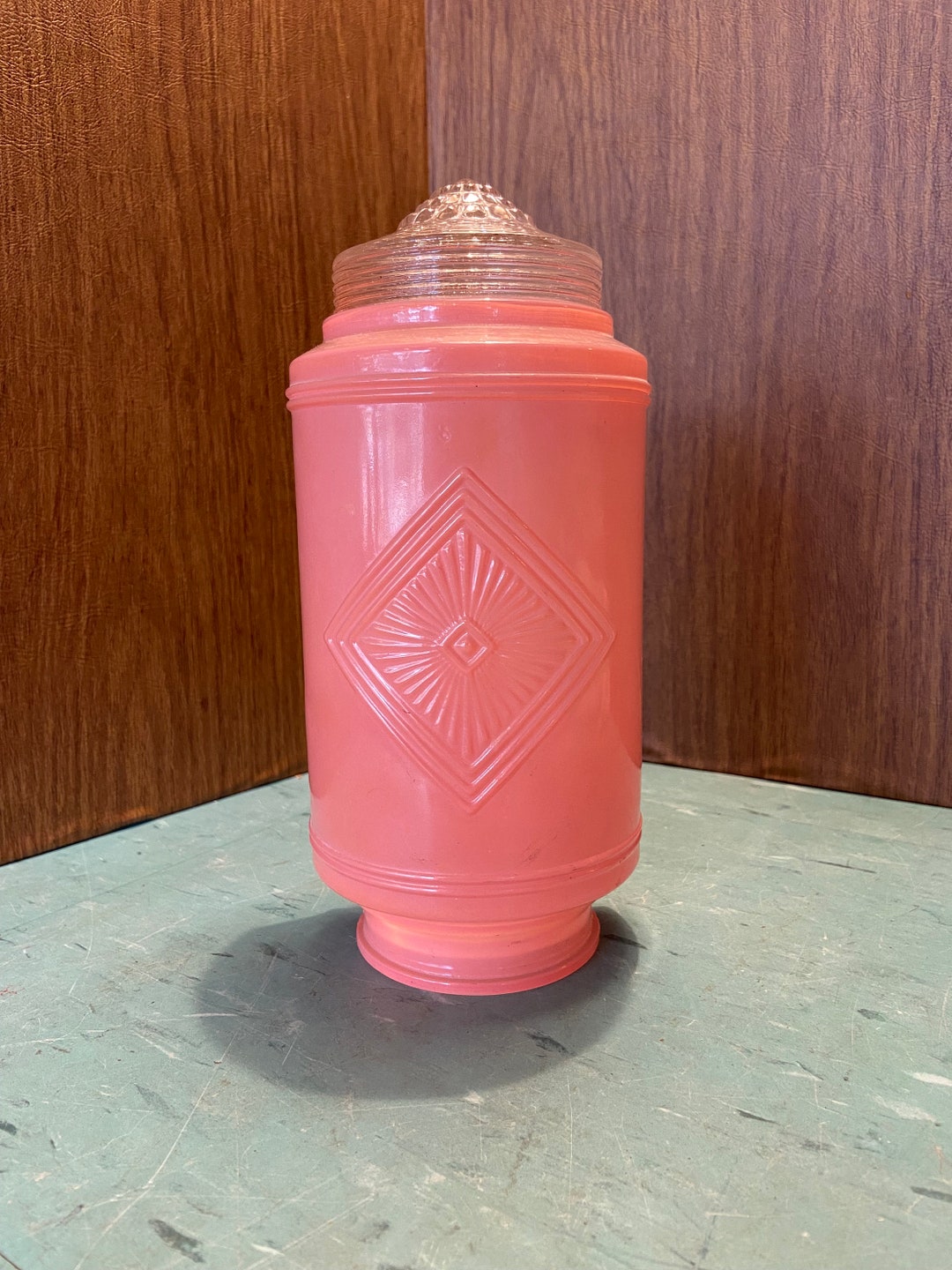 Vintage Light Fixture Antique Glass Pink Art Deco Lamp Replacement ...