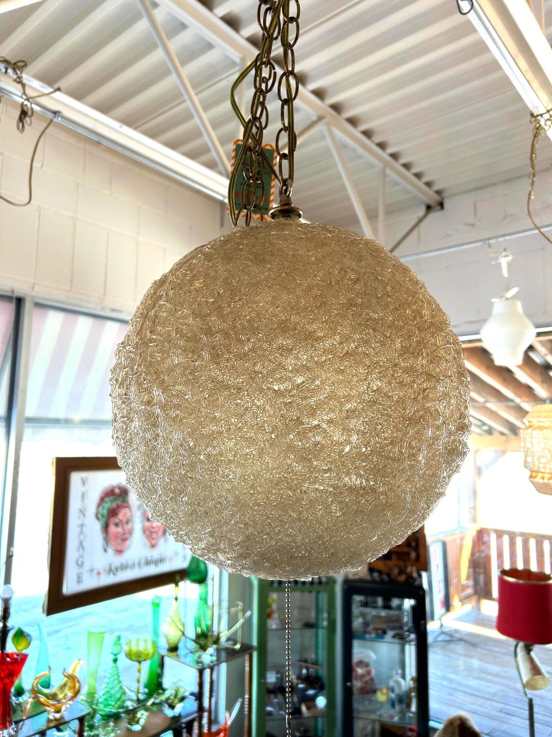 Vintage Swag Lamp Spaghetti Globe Mid Century Lucite Clear White Mcm - Etsy