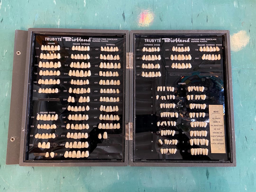 Vintage Teeth Dental Display Case Trubyte Porcelain Bioblend Mould ...