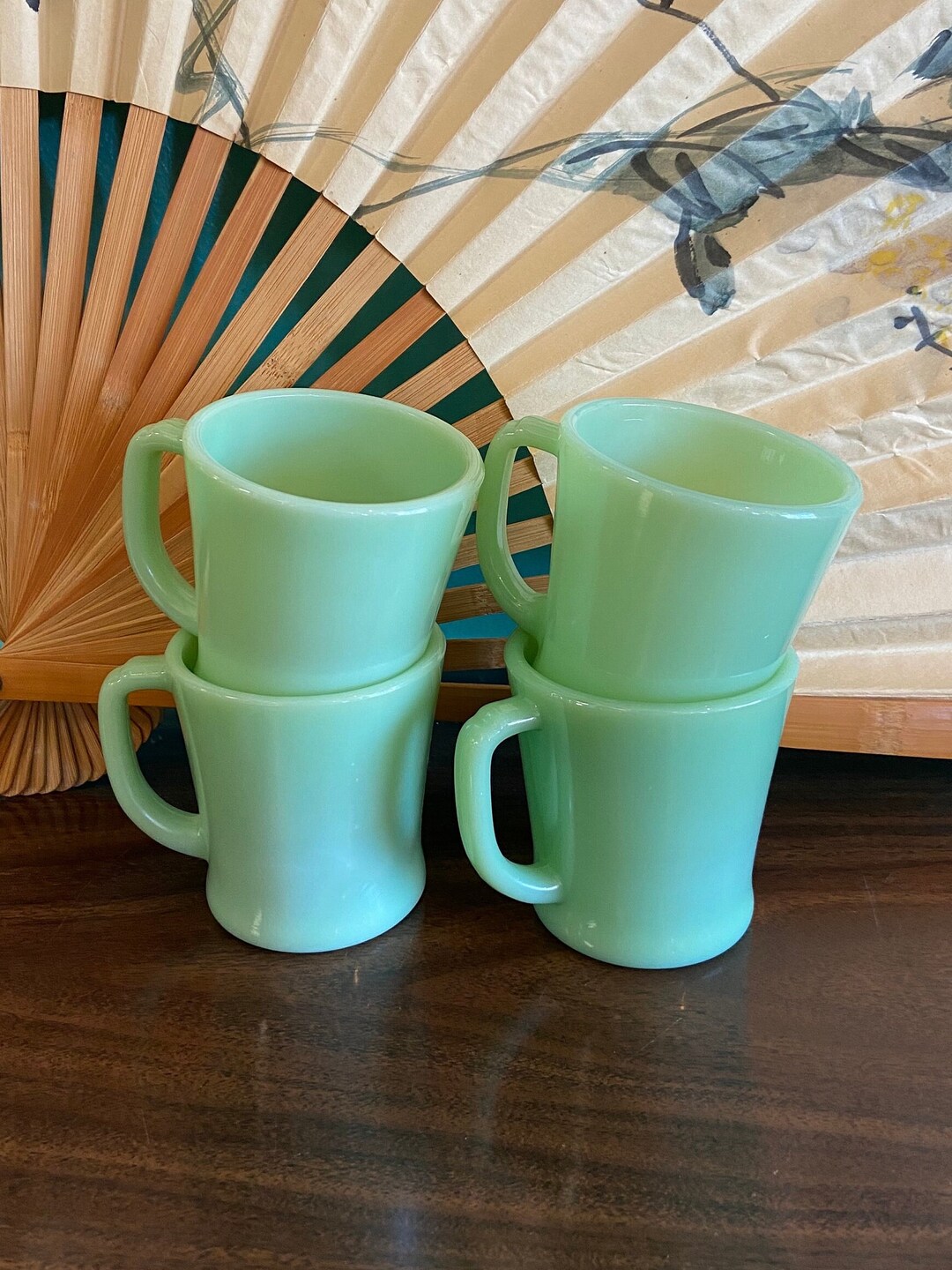 Jadeite Mugs SET of 4 1940s Fireking - Etsy