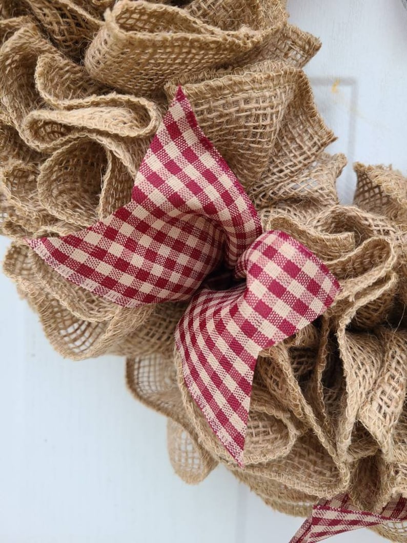 Primitive Star Burlap Wreath;handmade;country;farmhouse;primitive;front ...