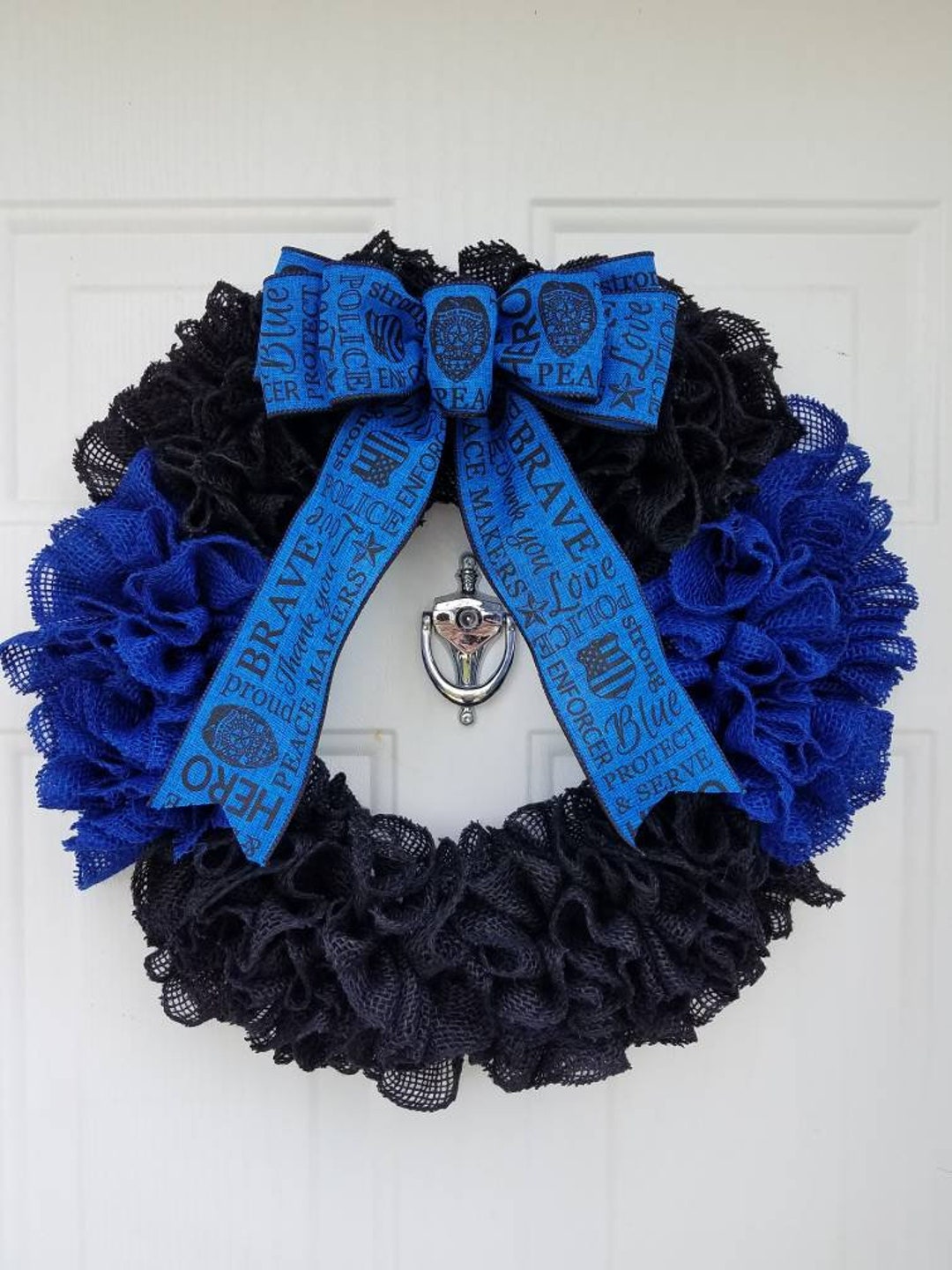 Law Enforcement Burlap Wreath ;police Officer;thin Blue Line;police ...