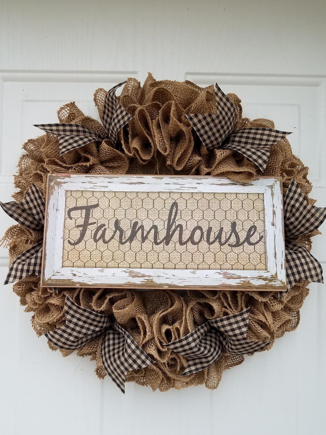 Farmhouse Burlap Wreath;simple Living;country Decor;farmhouse Decor ...