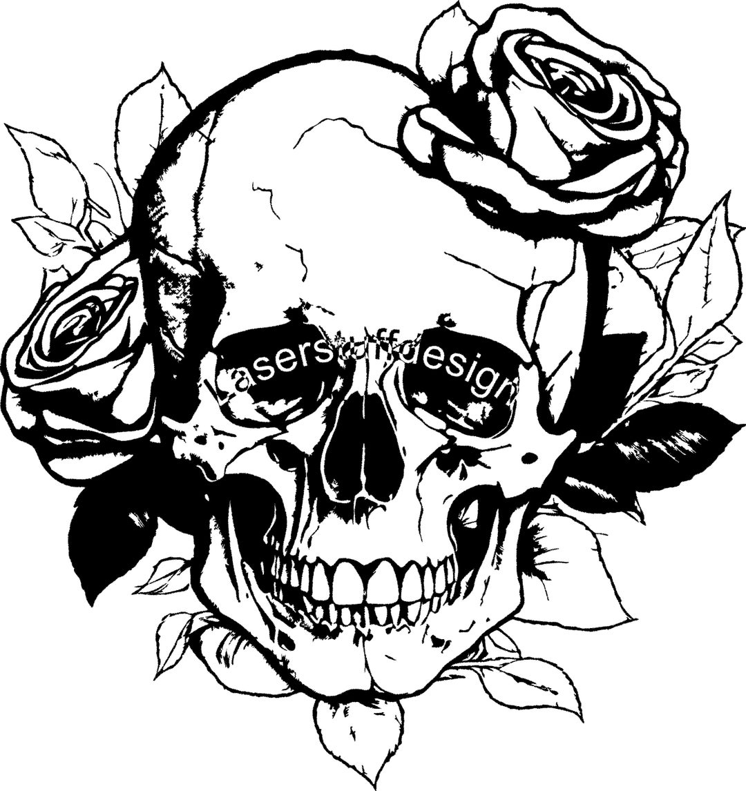 Skull and Roses Vector File SVG - Etsy